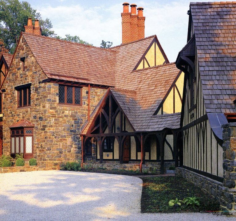 Exterior of a half-timbered house: facade design and exterior ...