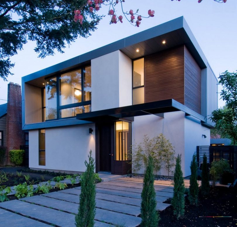 Dizajn kuća u stilu minimalizma: moderan vanjski dio pročelja seoskih ...