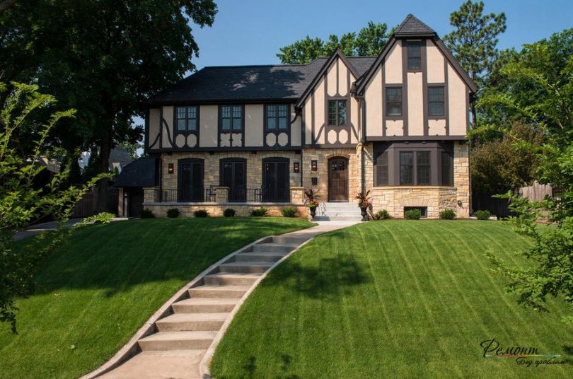 Stylish and modern design of houses in the German style (half-timbered ...