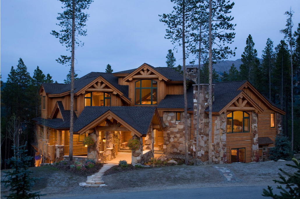 Mediniai namai: stiliai, fasadai, dizainas ir eksterjeras, apmušalai ...